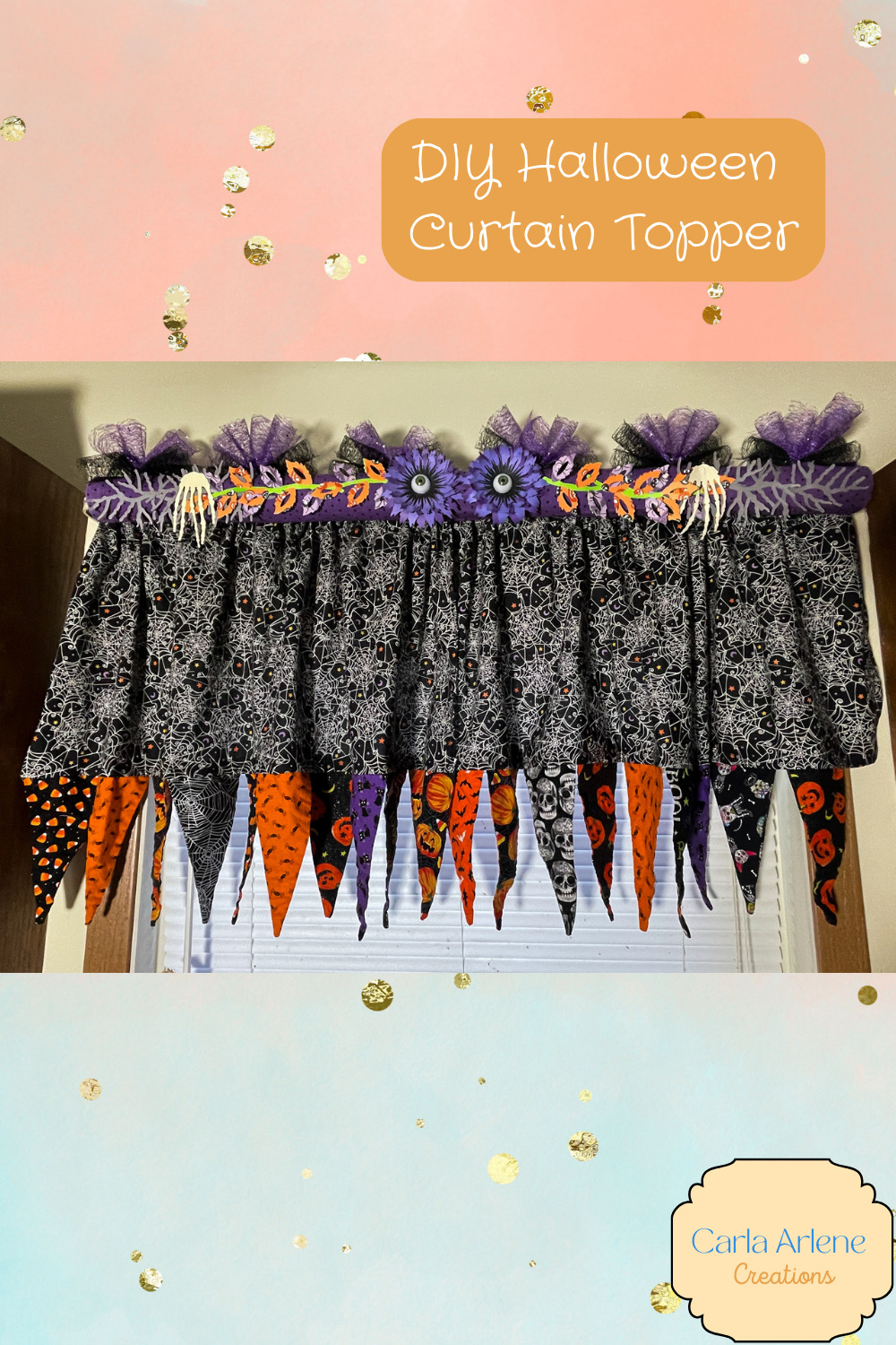 DIY Halloween Curtain Topper - Carla Arlene Creations